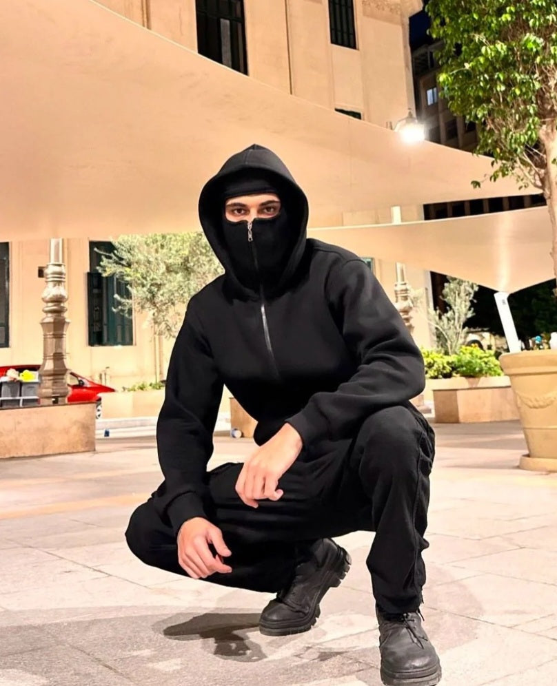 Solo Blacklava Zip-Up Hoodie by Exowear – Exowear.in